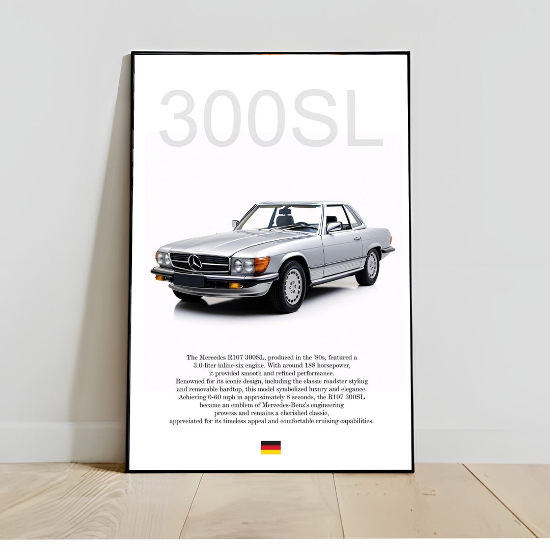 Poster Classic Mercedes 300SL Print Wall Art Mercedes Garage - Etsy