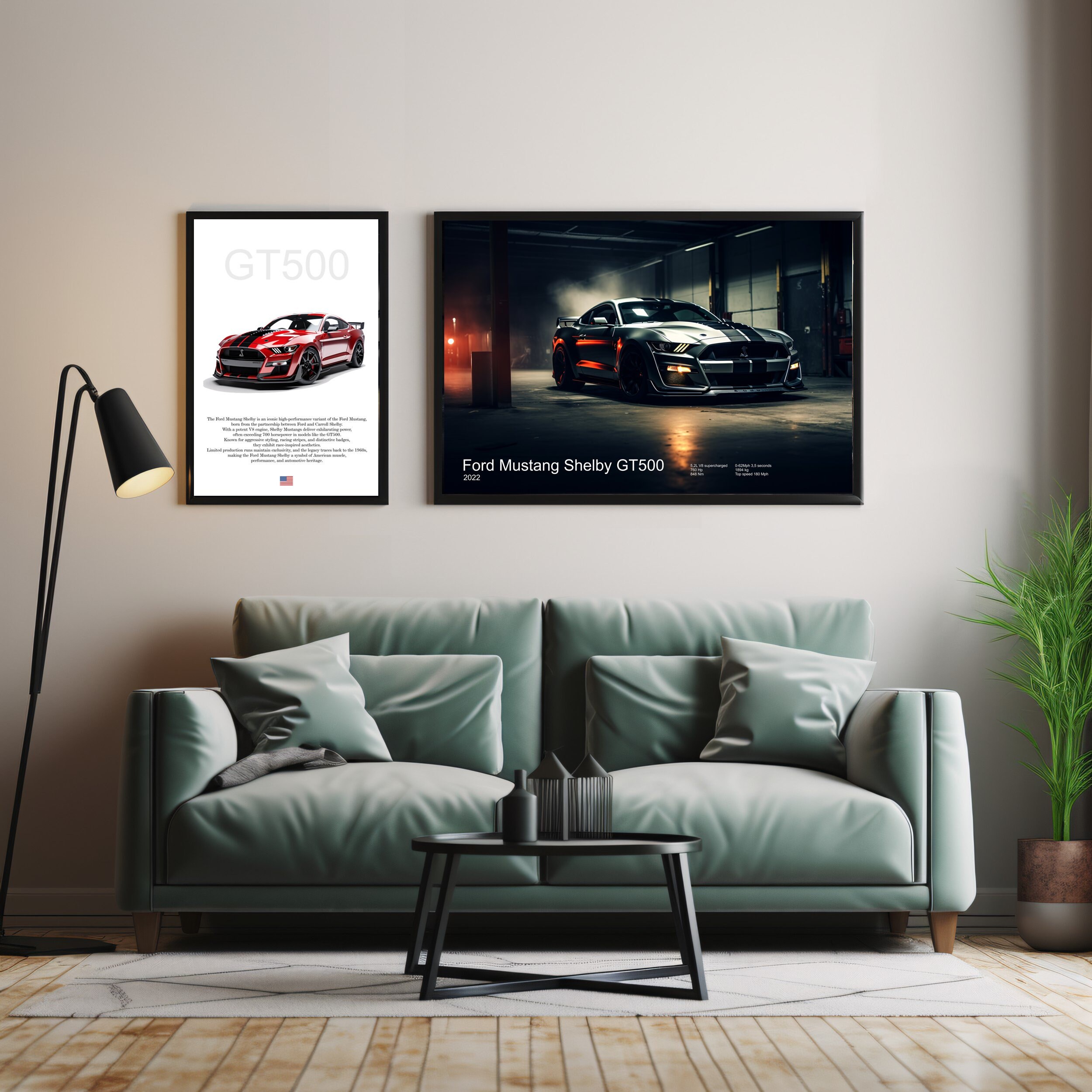 Poster Ford Mustang Shelby GT500 Print Car Art American Muscle - Etsy