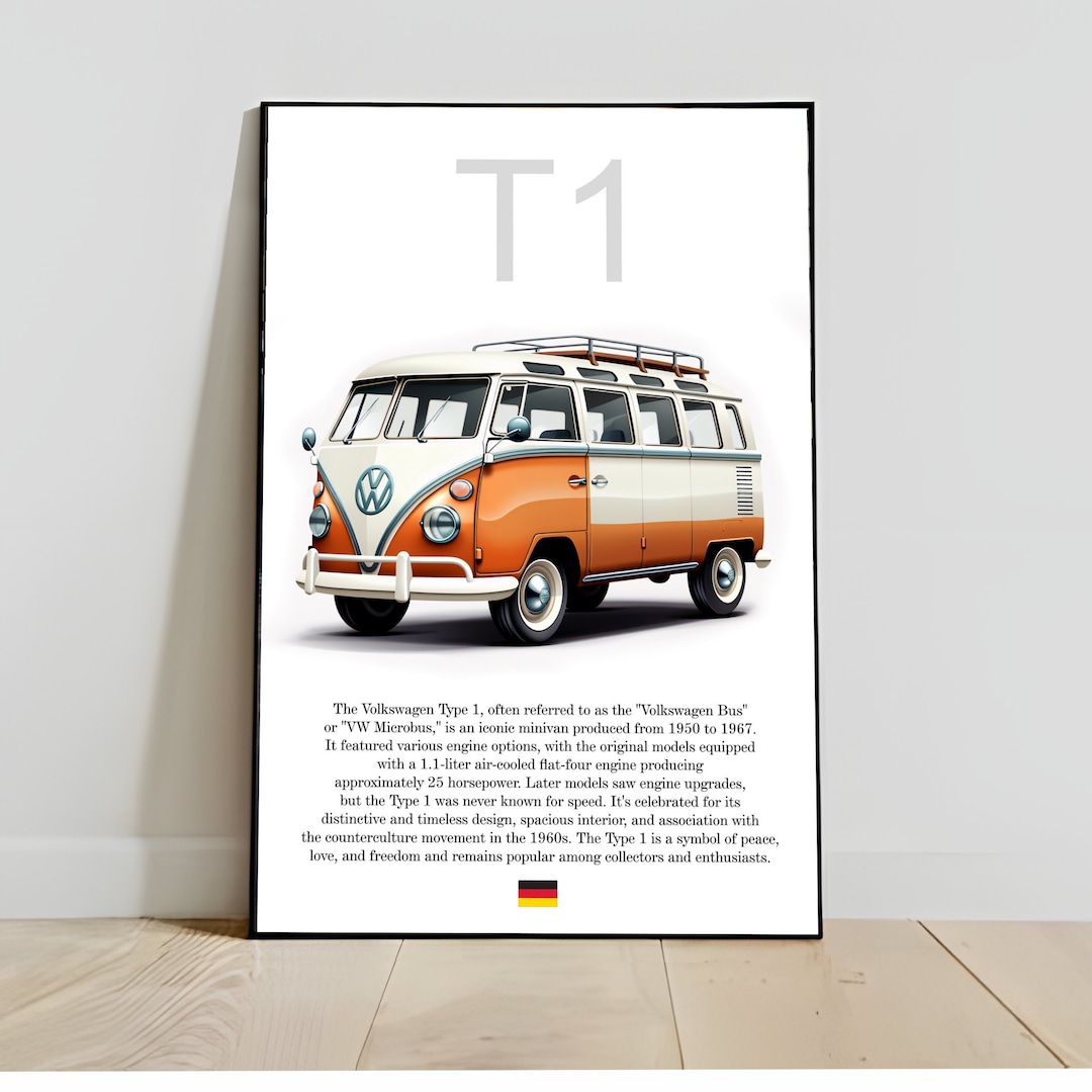 Poster Volkswagen T1 Microbus Art Classic Retro Vw Type 1 Bus - Etsy