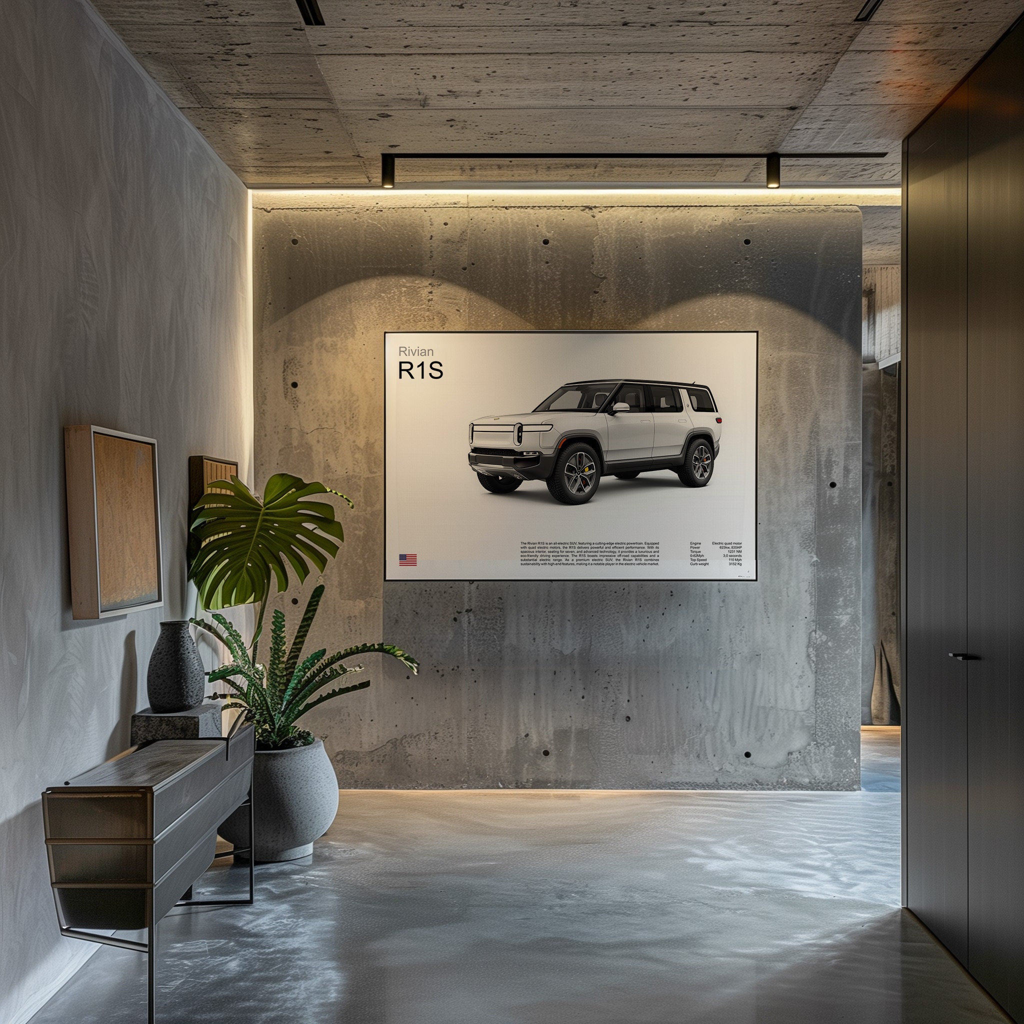 Rivian R1S Poster Print, American Electric SUV Offroad Icon Luxury Wall ...