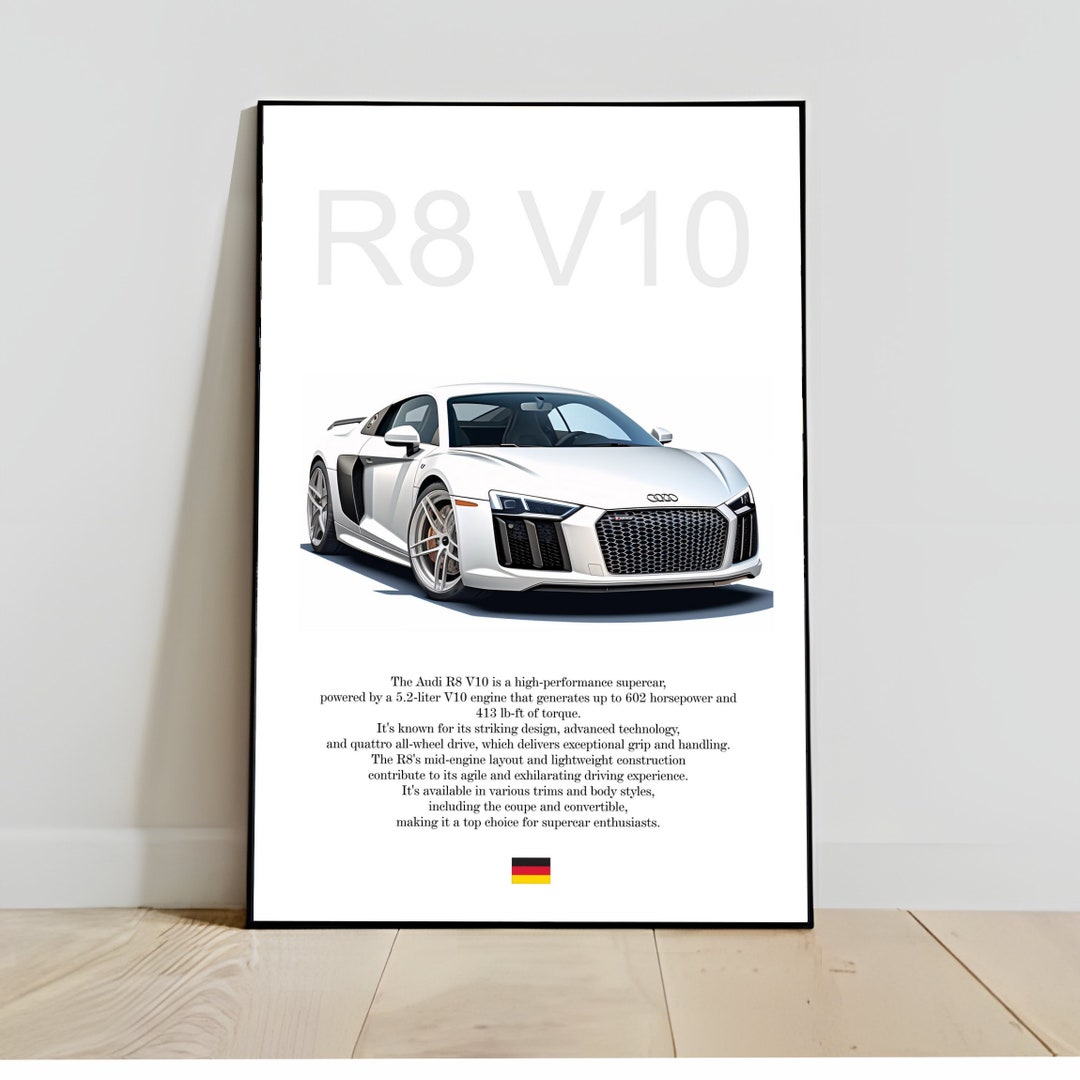 Poster Audi R8 Poster Car Illustration Wall Art for Kids - Etsy