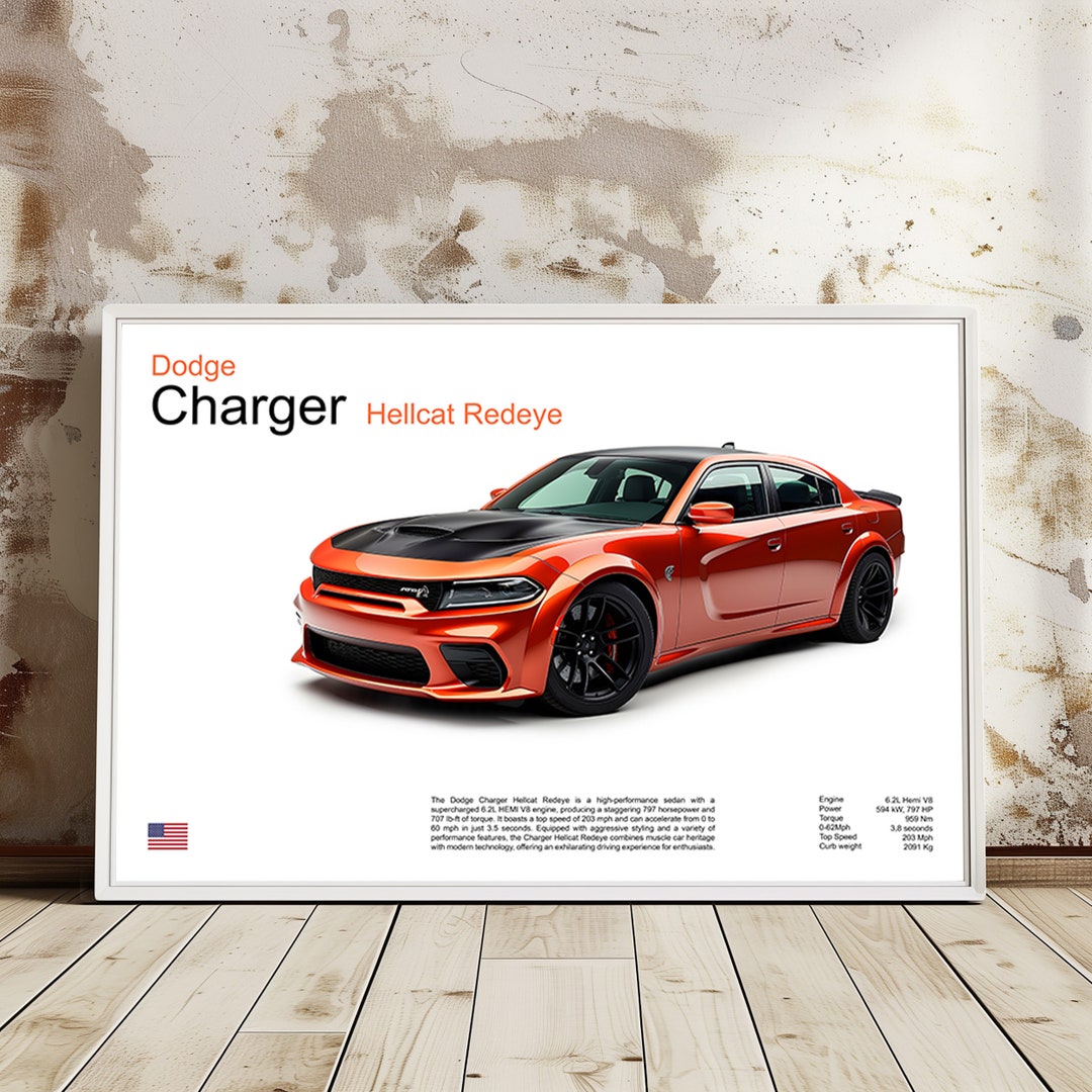 Dodge Challenger SRT Poster Print Sports Car American Muscle Car Gift ...