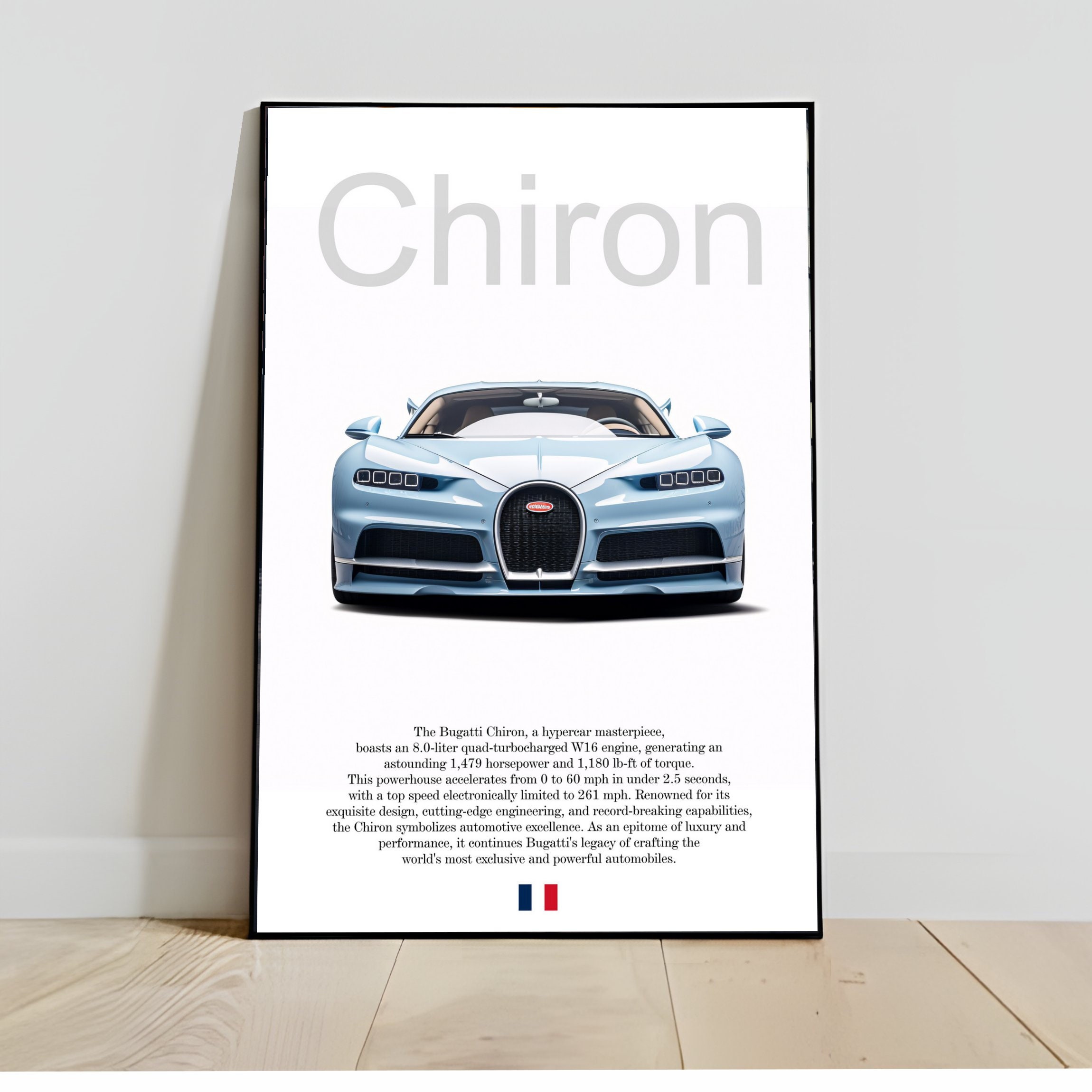 Poster Bugatti Chiron Print Hypercar Art Illustration Wall Art for Kids ...