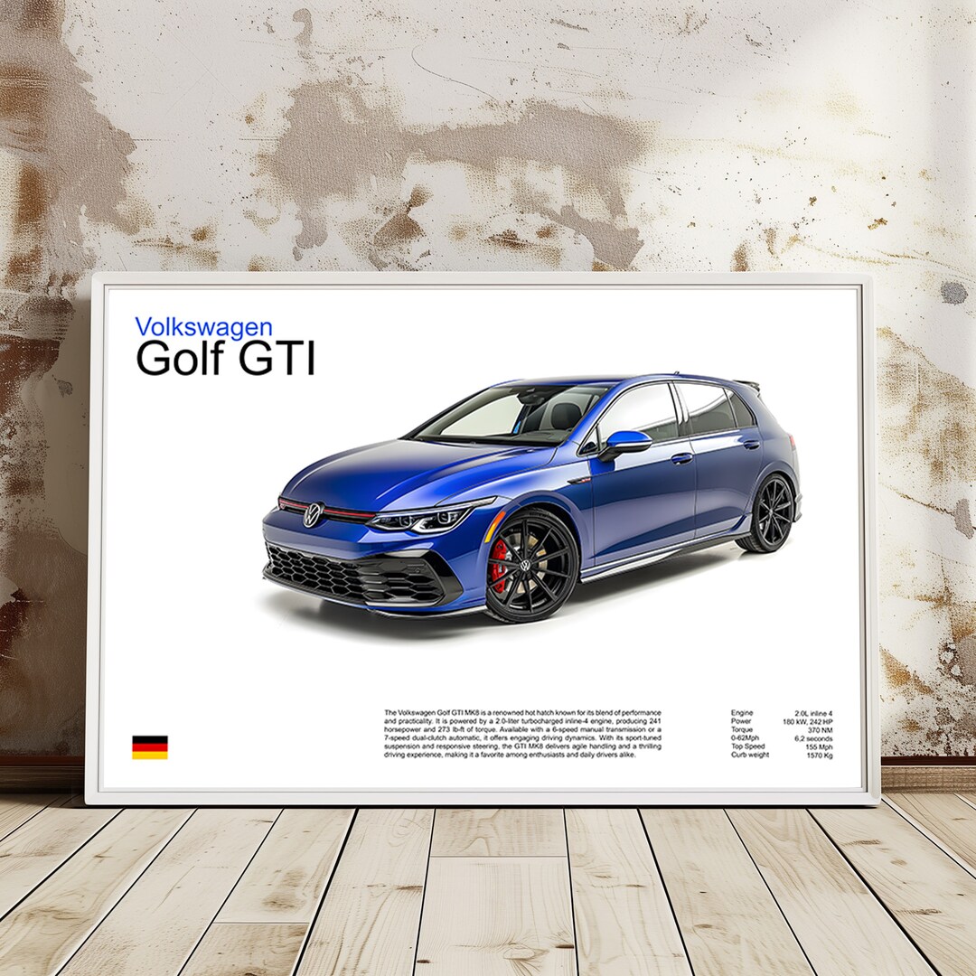 Volkswagen Golf Gti Mk8 Poster Print German Hot Hatch Luxury Car Poster ...