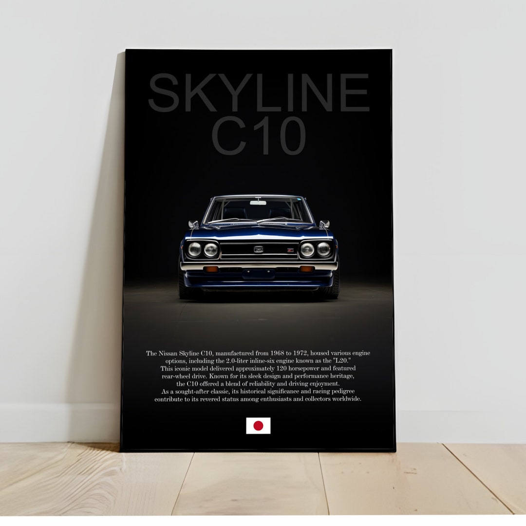Poster Nissan Skyline C10 Print, Vintage JDM Car Wall Art Classic ...