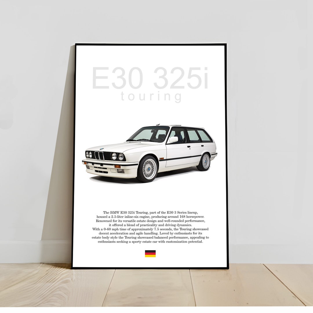 BMW E30 325i Touring Poster Classic Car Poster BMW Touring for Garage or Classic Car Enthousiast ...