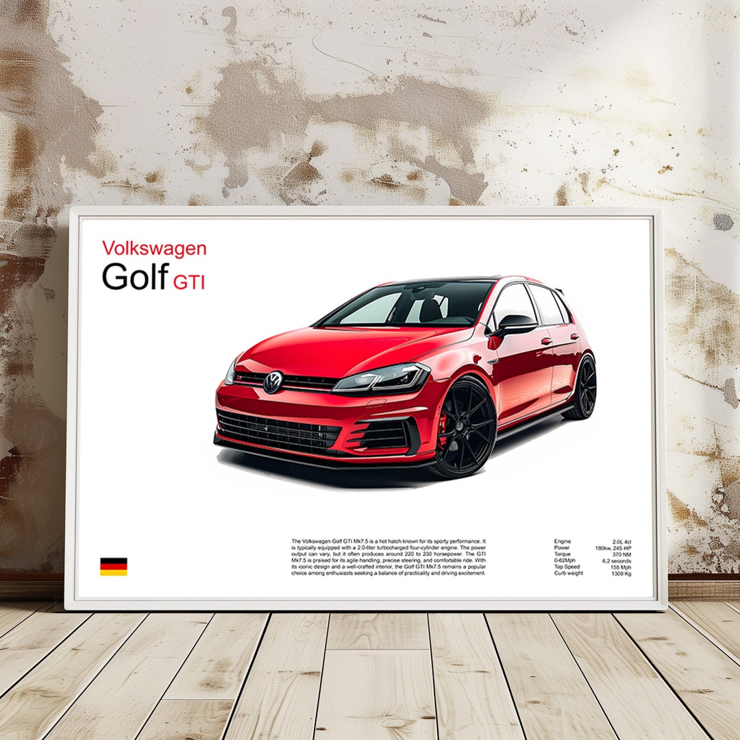 Volkswagen Golf Gti Mk7.5 Poster Print German Hot Hatch Luxury Car ...