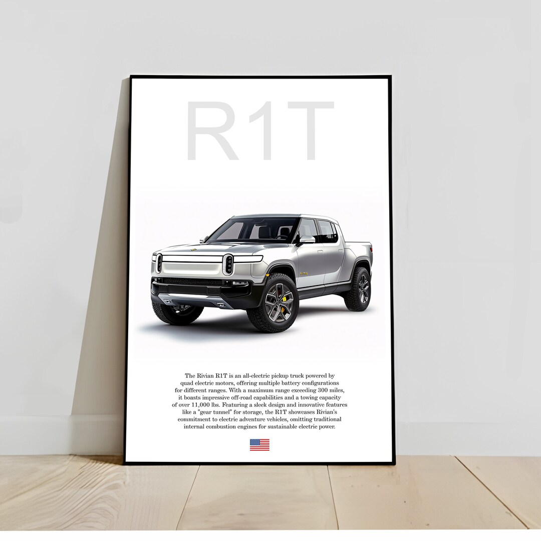 Poster Rivian R1T Print Rivian Electric SUV Art on the Wall Supercar ...