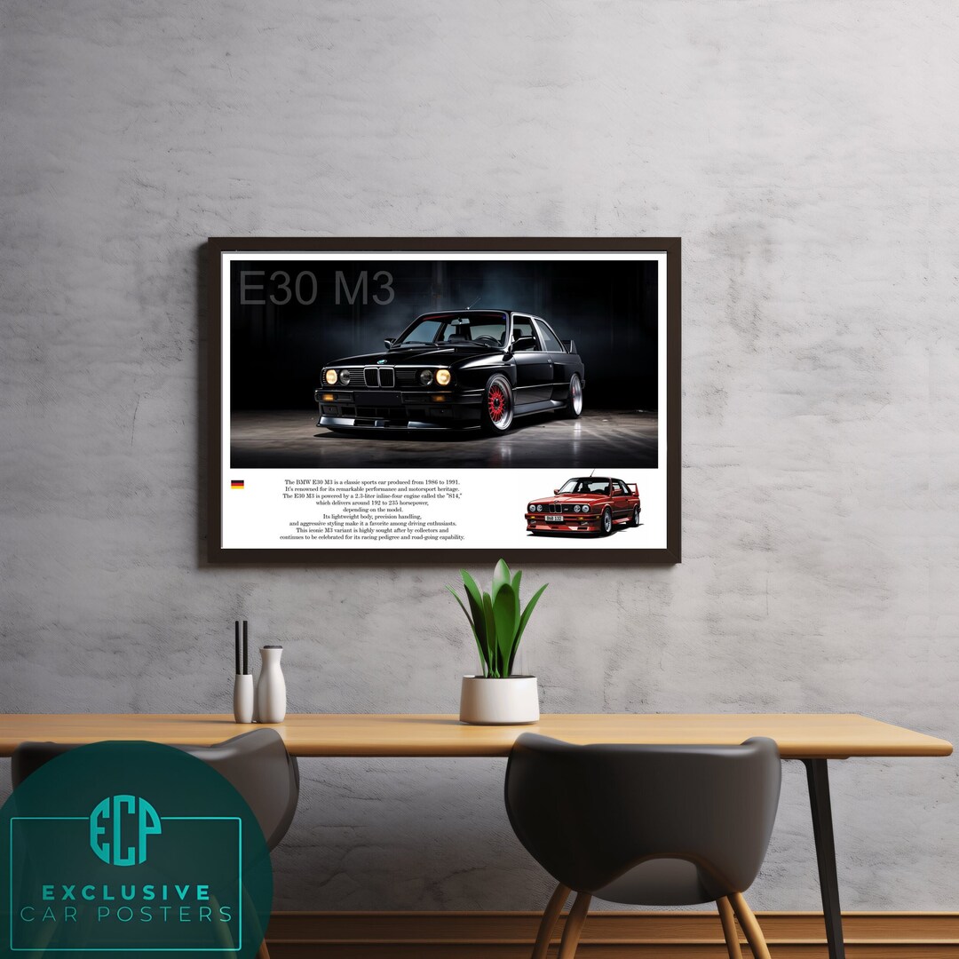 Poster BMW E30 M3 Poster Car Art Illustration Wall Art Kids - Etsy