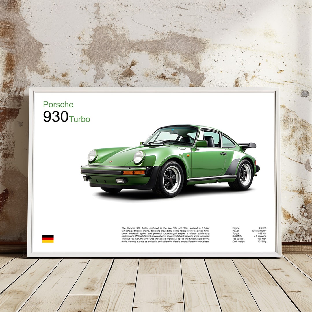 Porsche 930 Turbo 911 Print, Classic Porsche 911 Wall Art Vintage ...