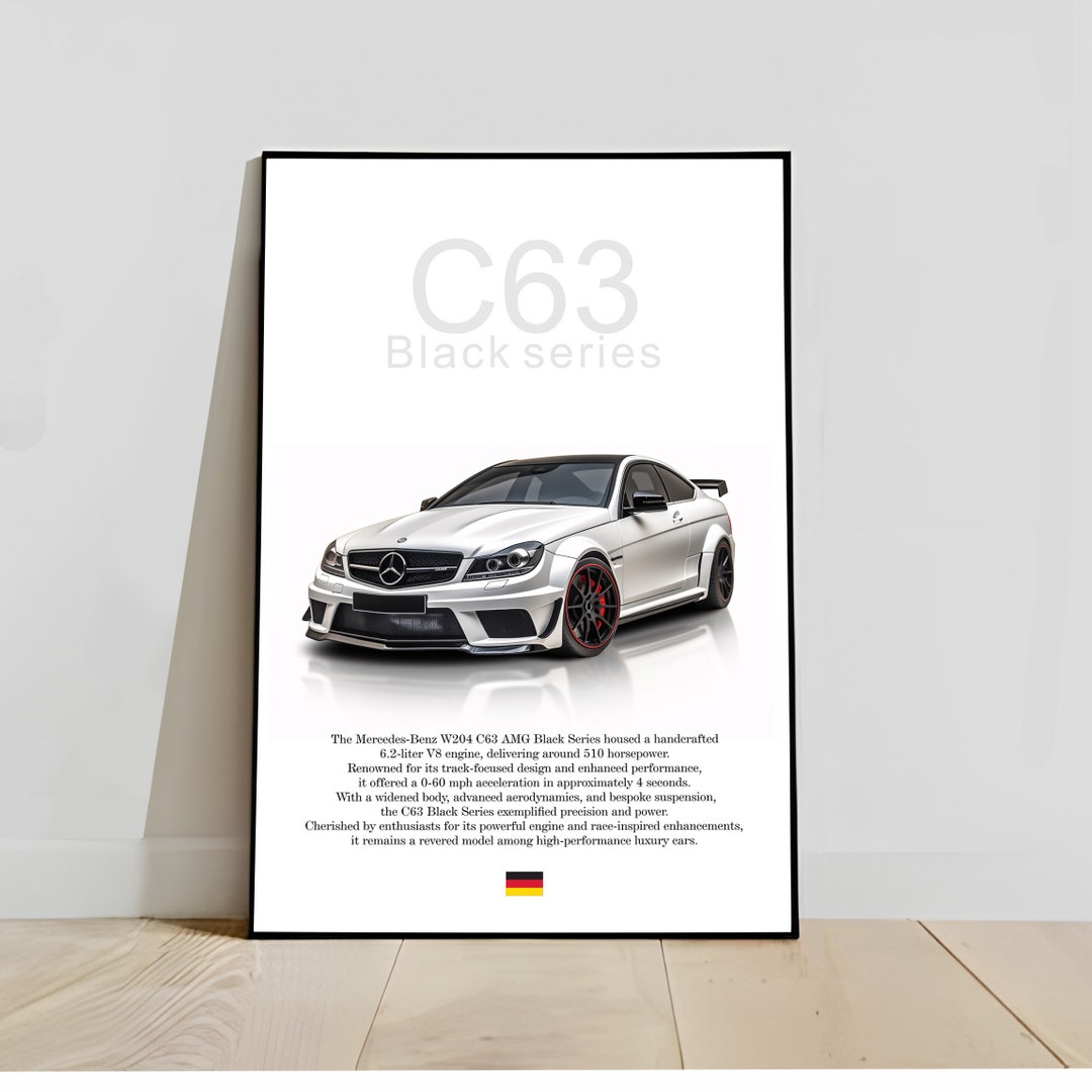 Poster Mercedes C63 Amg Black Serie Auto Art Illustration Wandkunst für ...