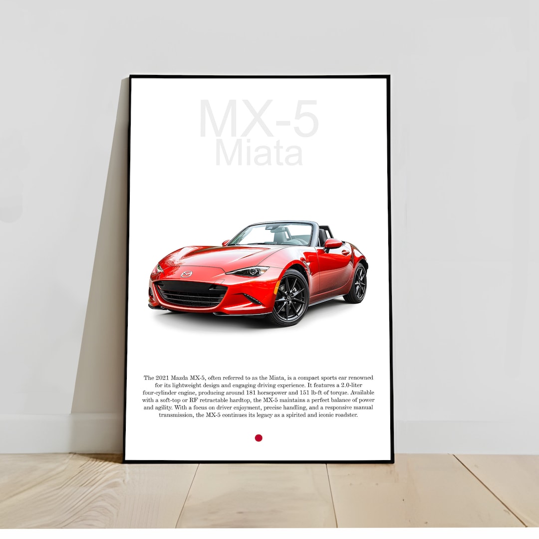 Mazda MX-5 Poster Print Jdm Sports Car Luxury Wall Art, Gift for Miata ...