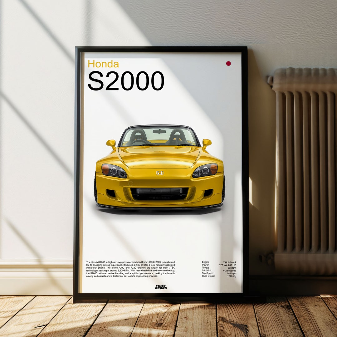 Honda S2000 Poster, Japanese Classic Supercar Wall Art, Automotive ...