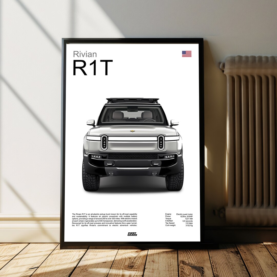 Rivian R1T Poster, American Pickup Wall Art Print, Luxury Car Wall Art ...