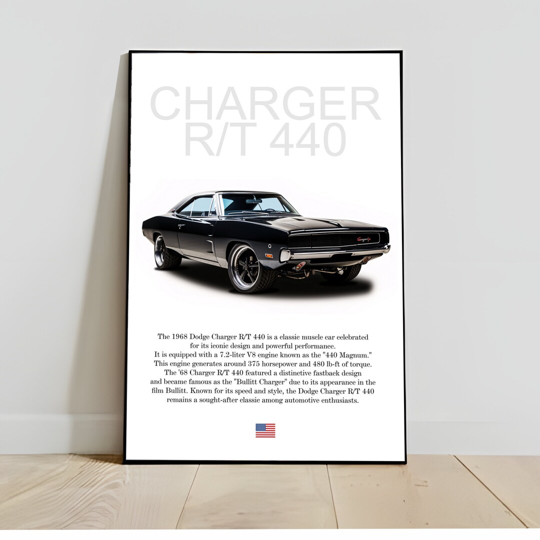 Poster Dodge Charger R/T 440 Print Classic American Muscle Car Poster ...