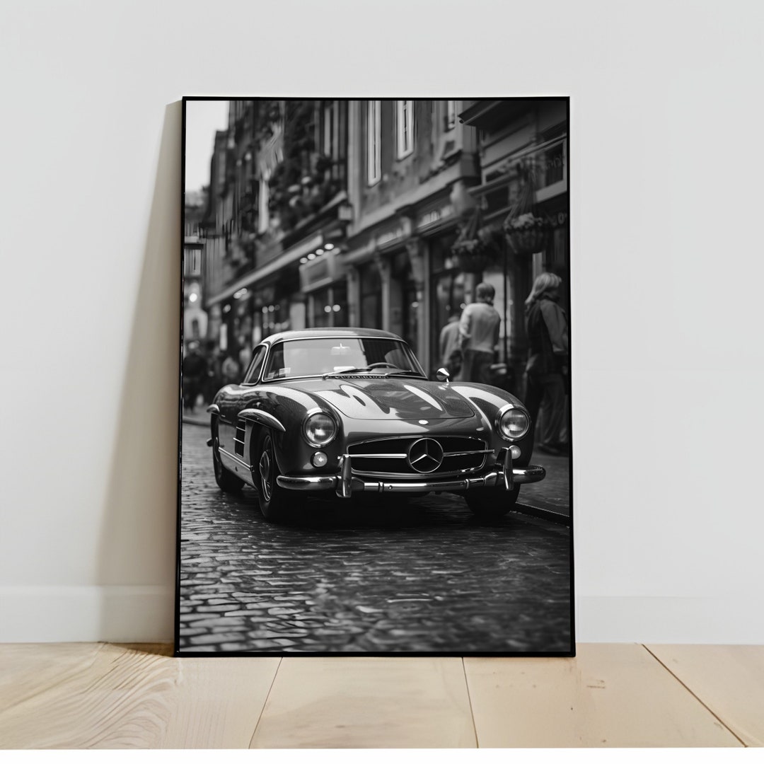 Poster Klassiker Mercedes 300SL Druck Wandkunst Mercedes Garage oder ...