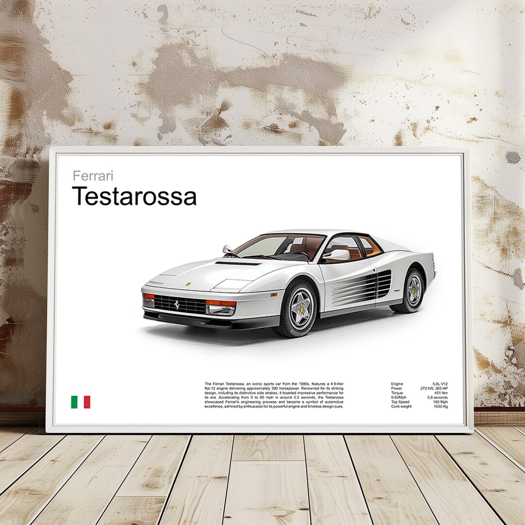 Ferrari Testarossa Poster Print Classic Italian Supercar Automotive ...