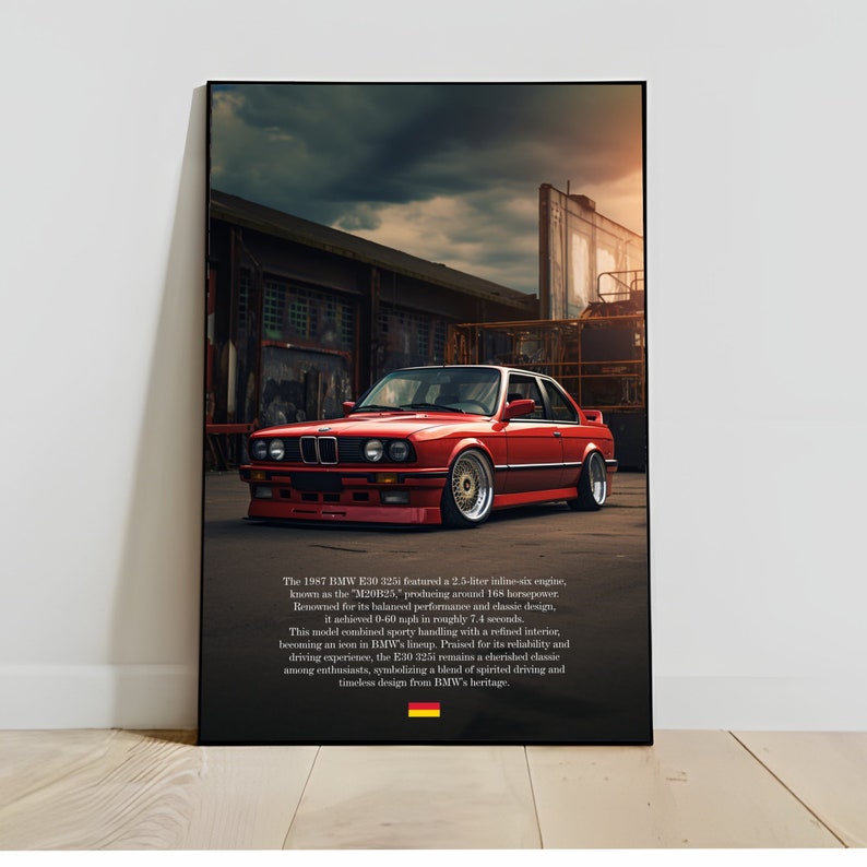 Premium Poster BMW E30 325i Wall Art Printed Poster BMW M Print Kids ...