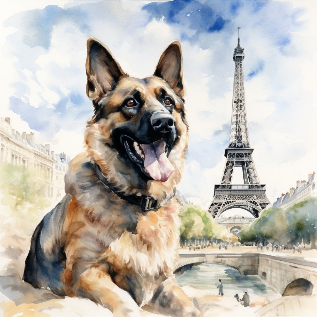German Shepherd & Eiffel Tower Digital Download - Etsy