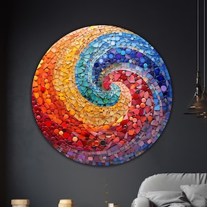Colorful Mosaic Sipral Tempered Glass Round Wall Decor Art,sipral ...