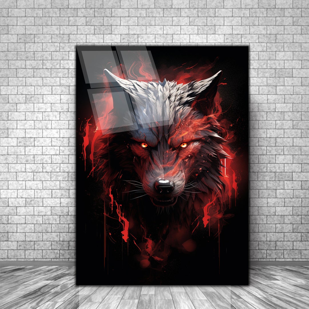 Abstract Wolf Tempered Glass Wall Art,animal Glass Printing,extra Large ...
