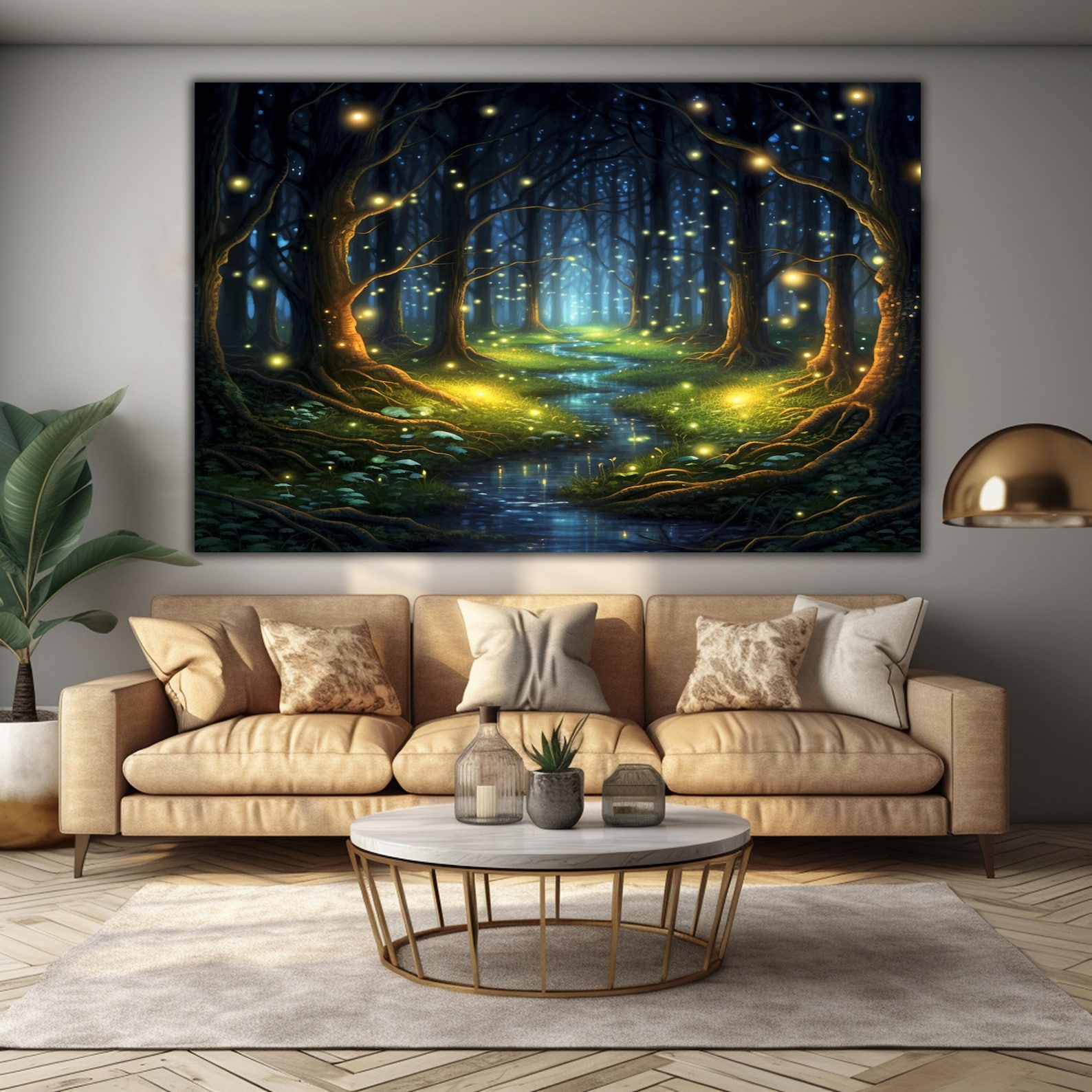 Electric Fireflies Forest Tempered Glass, Fantasy Forest Tempered Glass ...