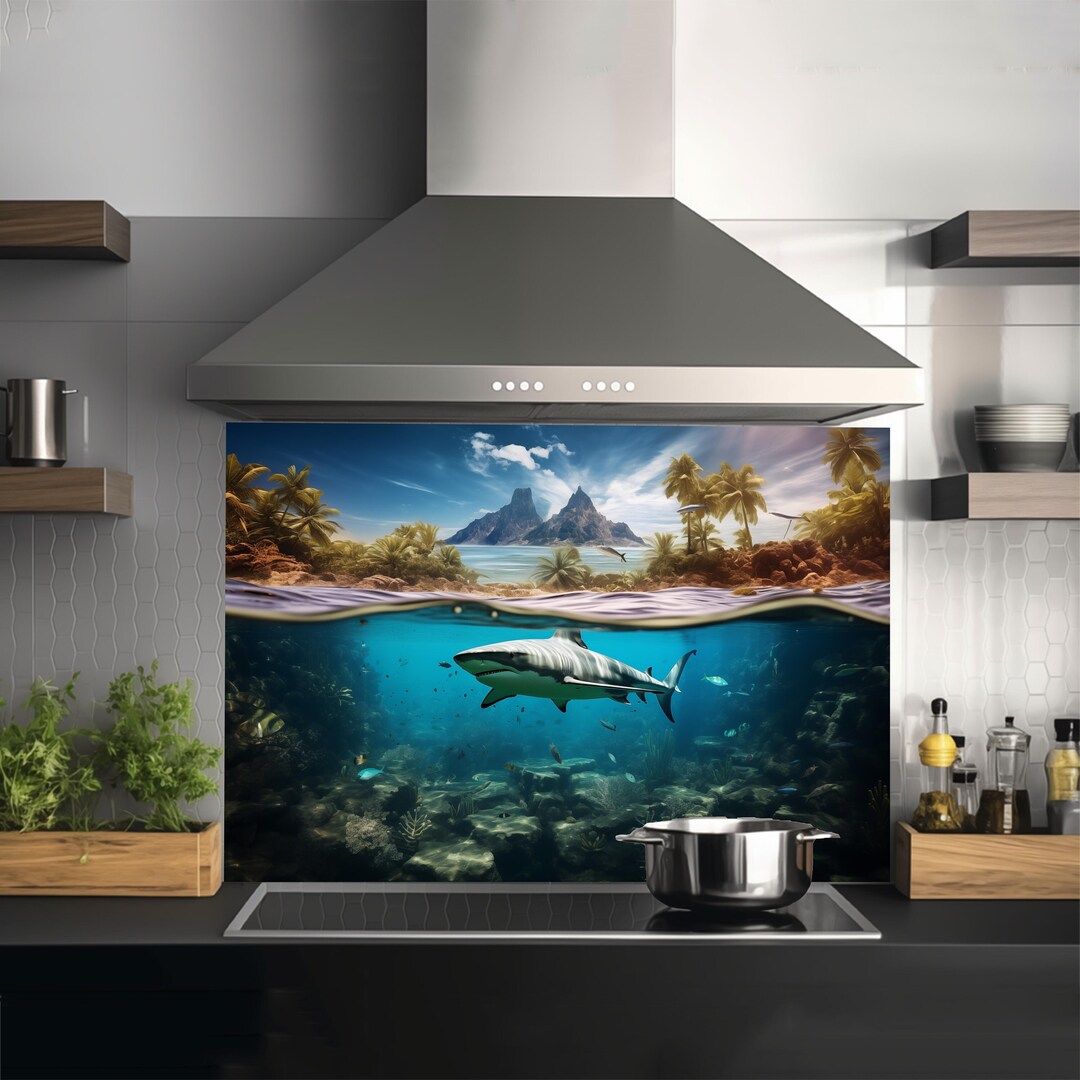 Tempered Glass Backsplash Tile-shark Backsplash-stove Backsplash for ...