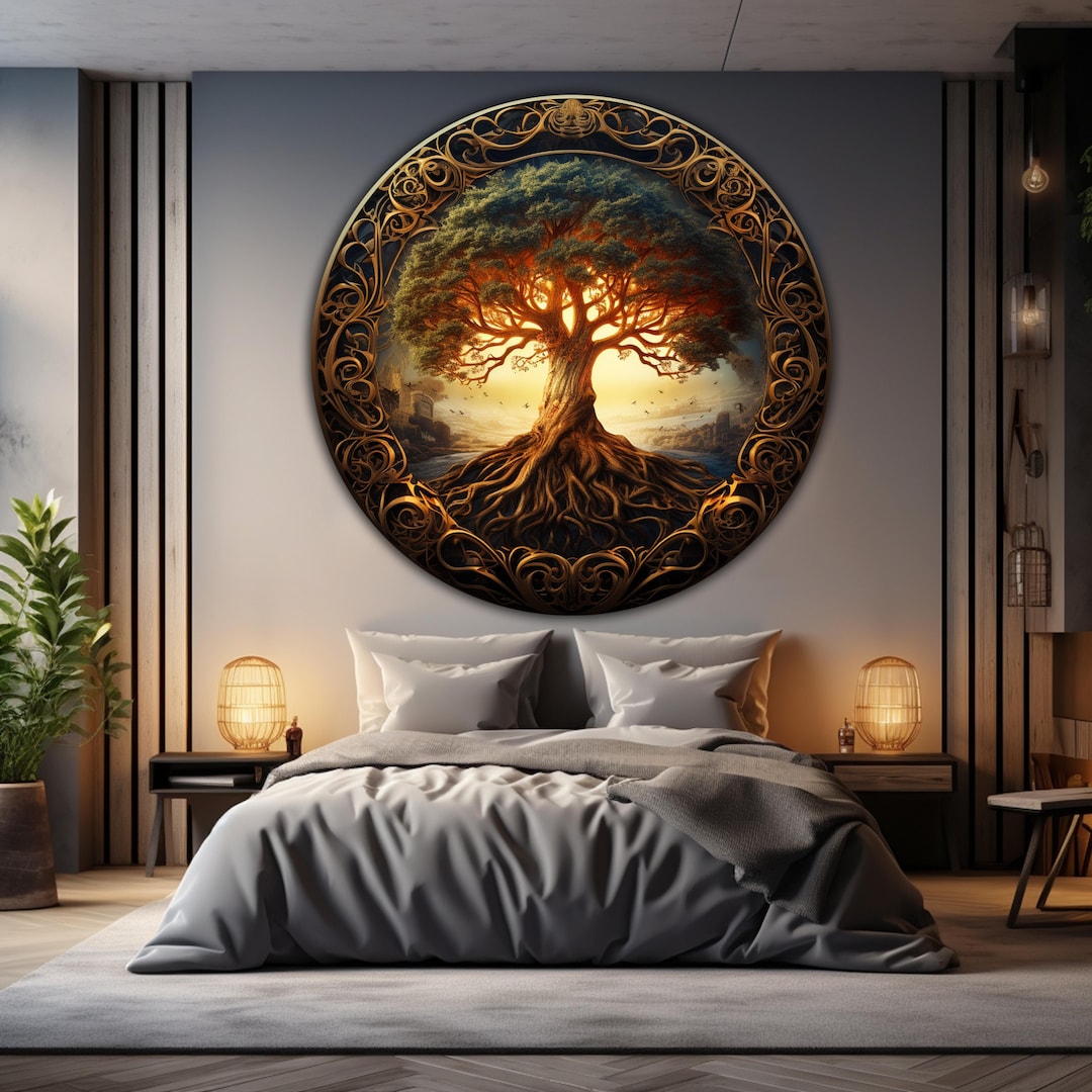 Tree of Life Tempered Glass Wall Art, Life of Tree Glass Wall Decor ...