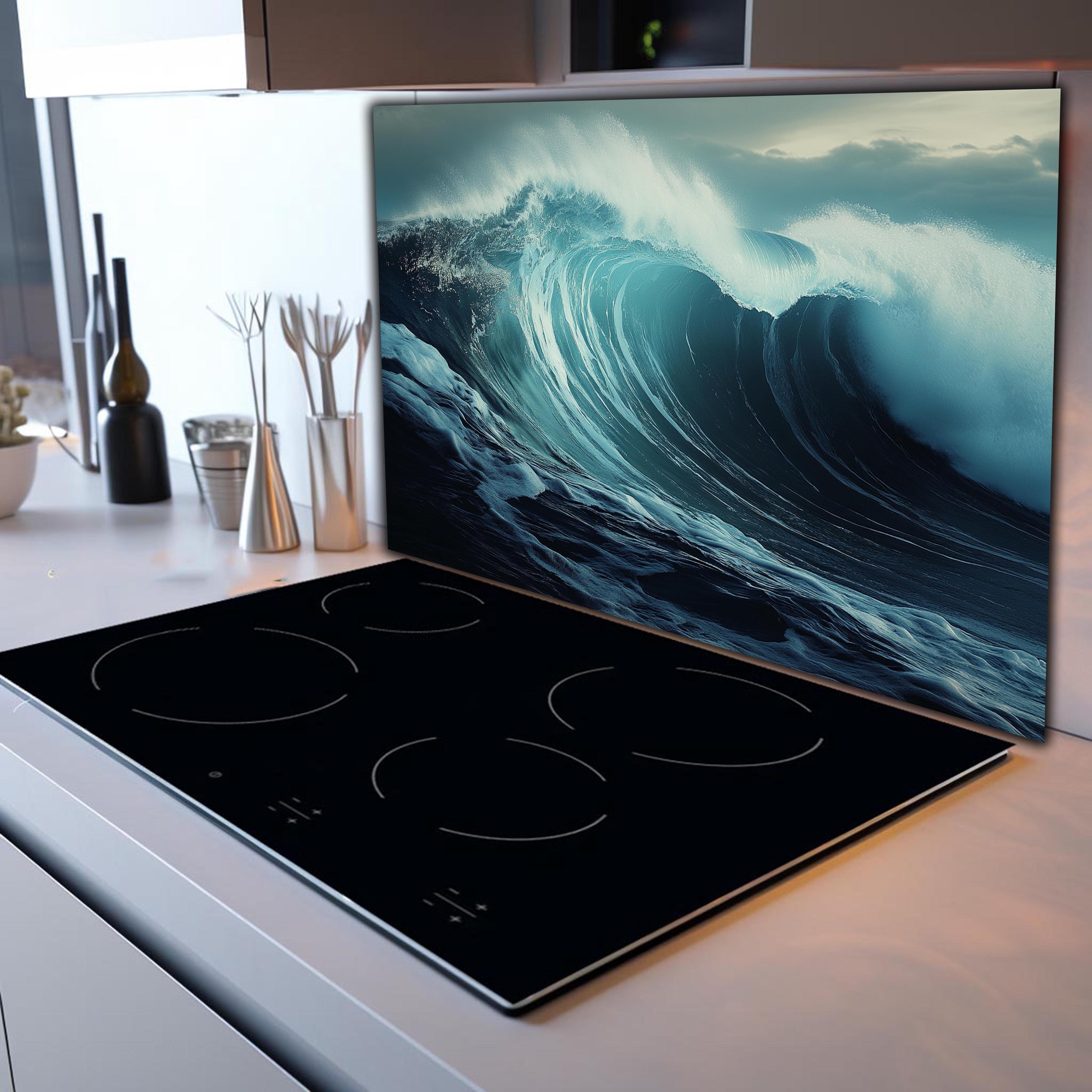 Ocean Backsplash Tempered Glass Tiles-wave Backsplash for Ocean ...