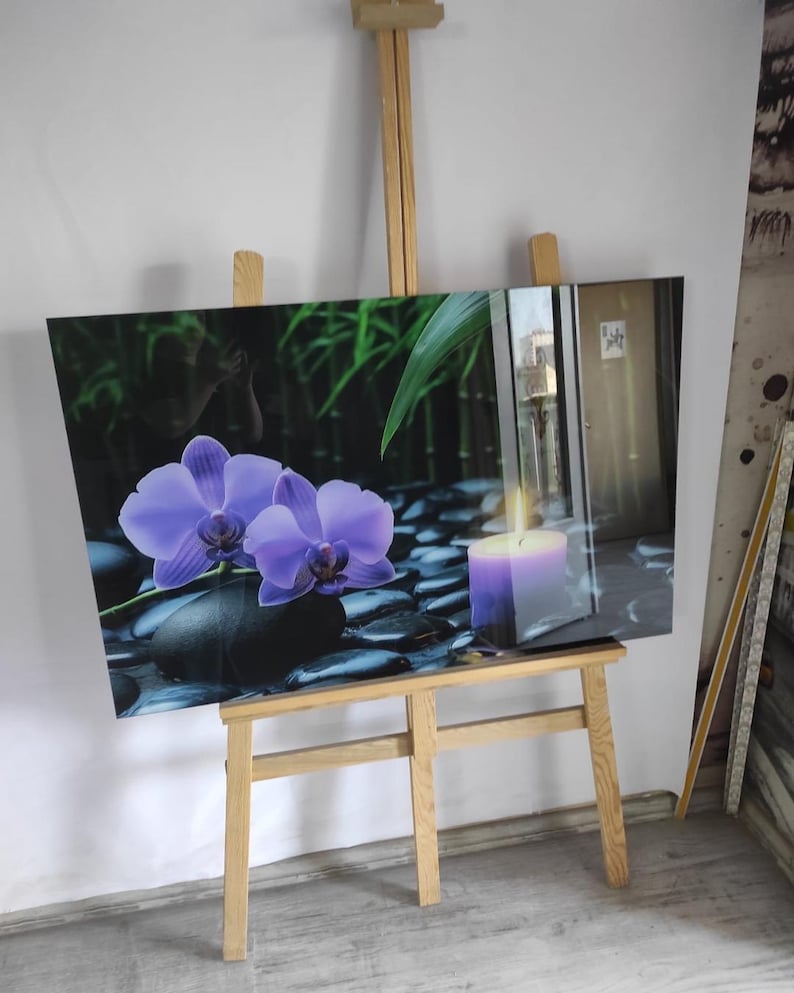 Purple Orchid Bamboo Grove Tempered Glass Print Wall Art – Zen Candle ...