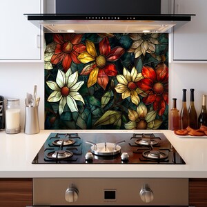 Tempered Glass Backsplash-flower Backsplash Tiles-stove Backsplash for ...