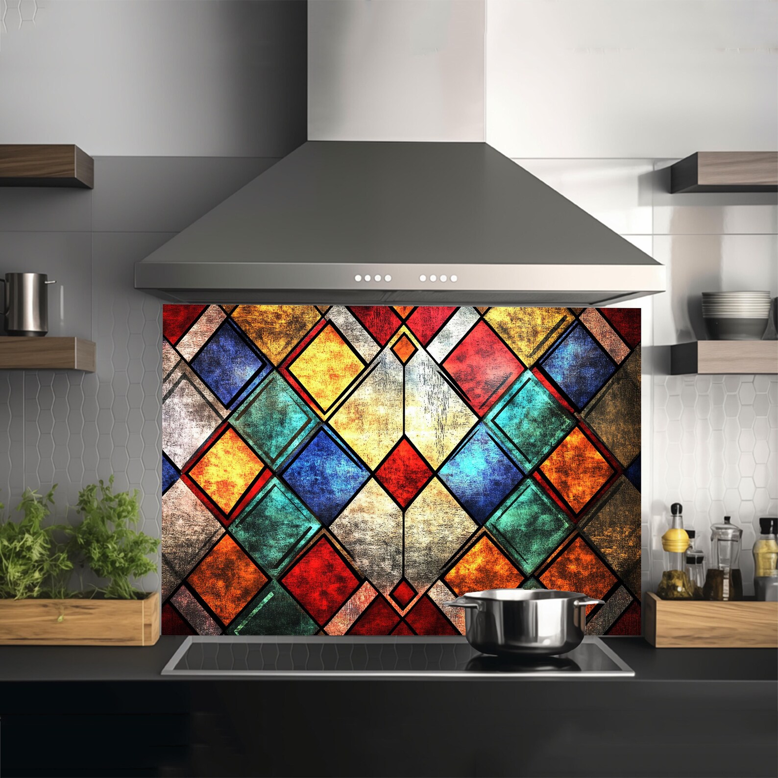 Backsplash Tempered Glass Tiles-silver Backsplash for Stained ...
