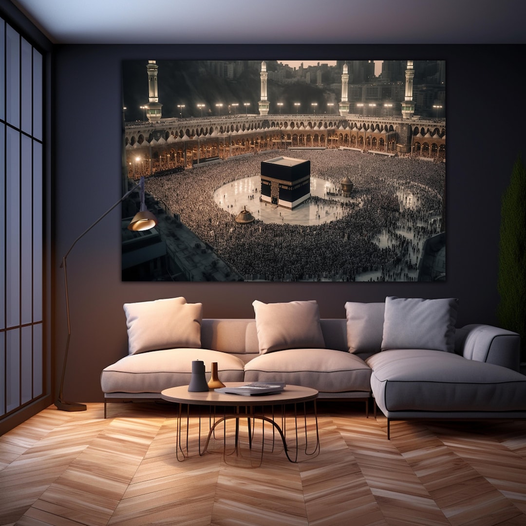 Mecca Kaaba Gate Glass Print Islamic Wall Art Mecca Tempered Glass Wall ...