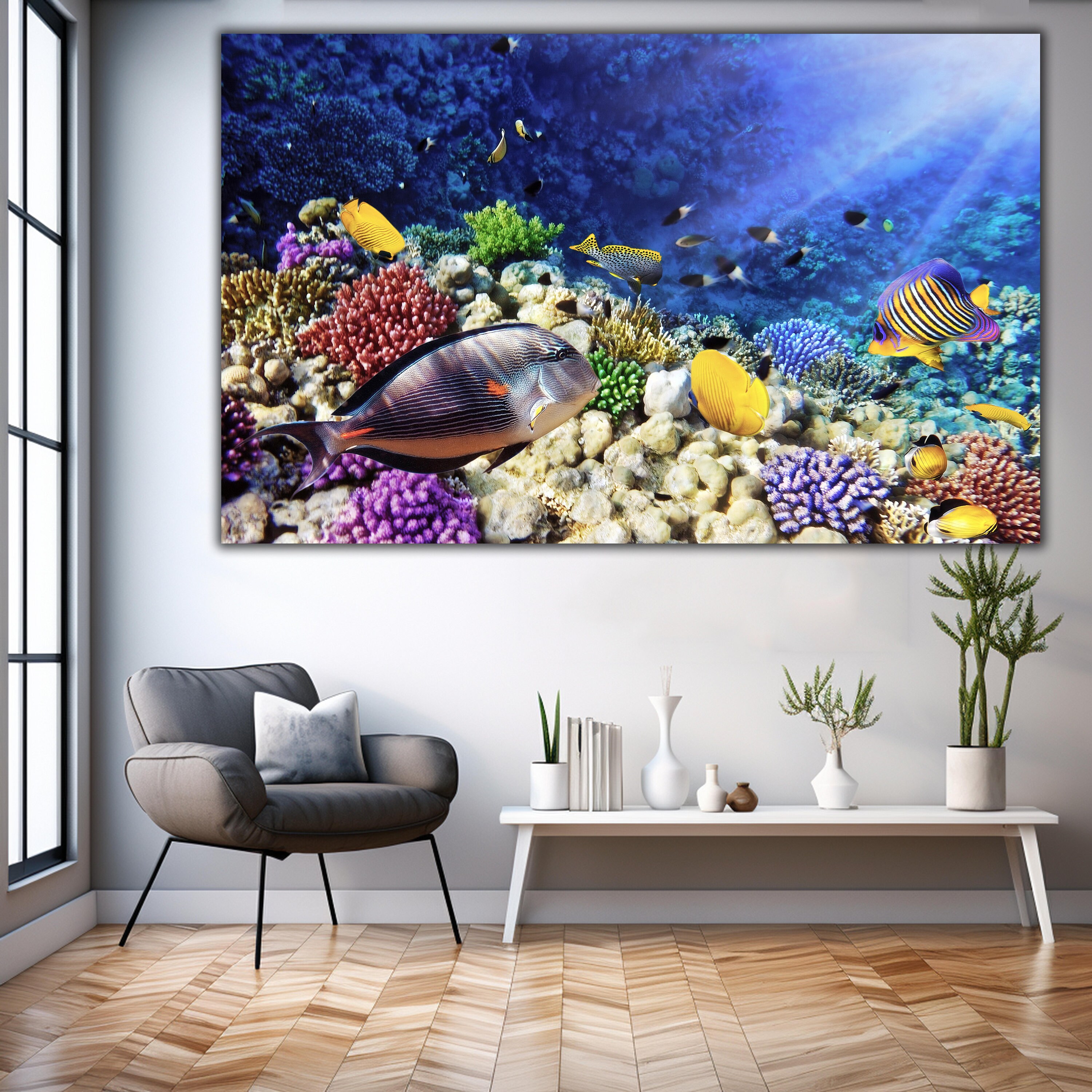 Sea Creatures Wall Art , Fish Wall Art , Sea Wall Decor , Tempered ...