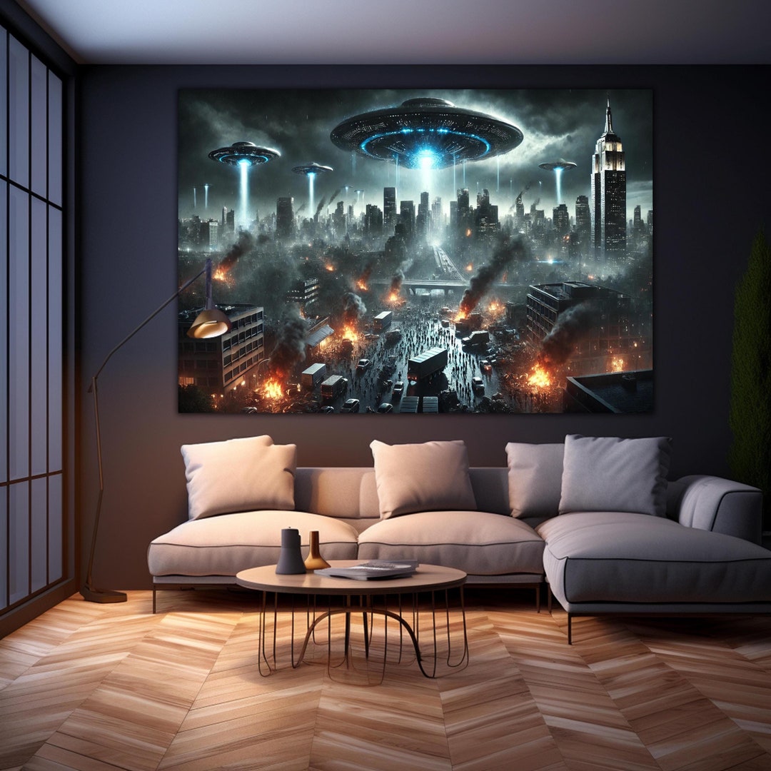 Alien Invasion Wall Art-tempered Glass Wall Art-large Glass Printing ...