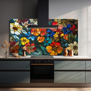 Tempered Glass Backsplash-flower Backsplash Tiles-stove Backsplash for ...