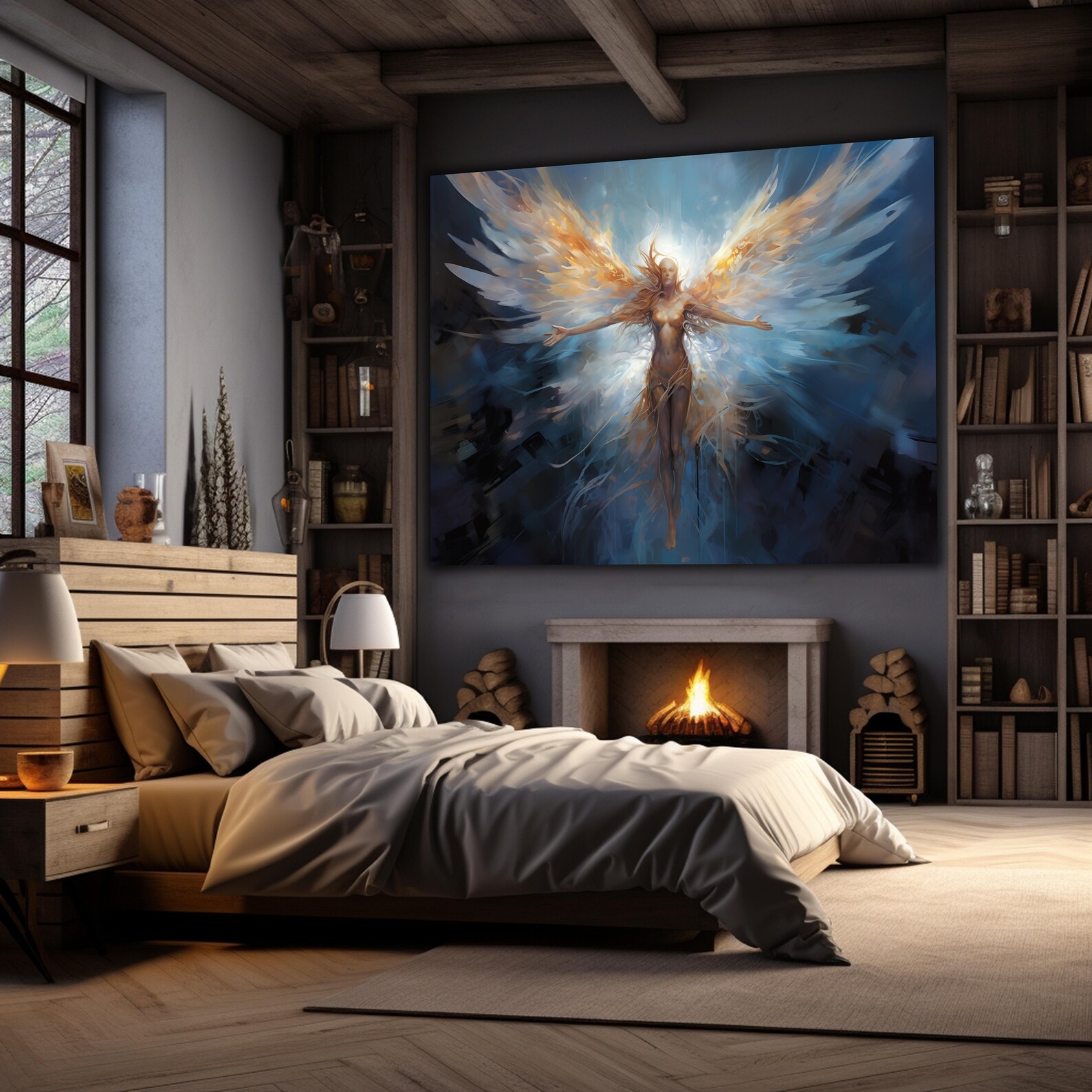 Abstract Angel Tempered Glass Wall Art-angel Wall Decor-angel Home ...