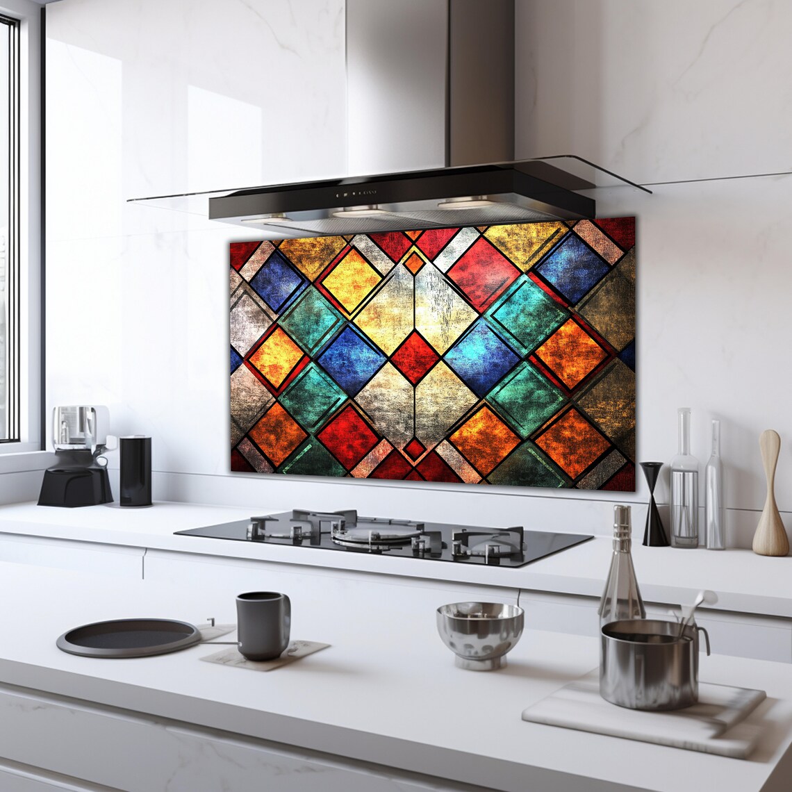 Backsplash Tempered Glass Tiles-silver Backsplash for Stained ...