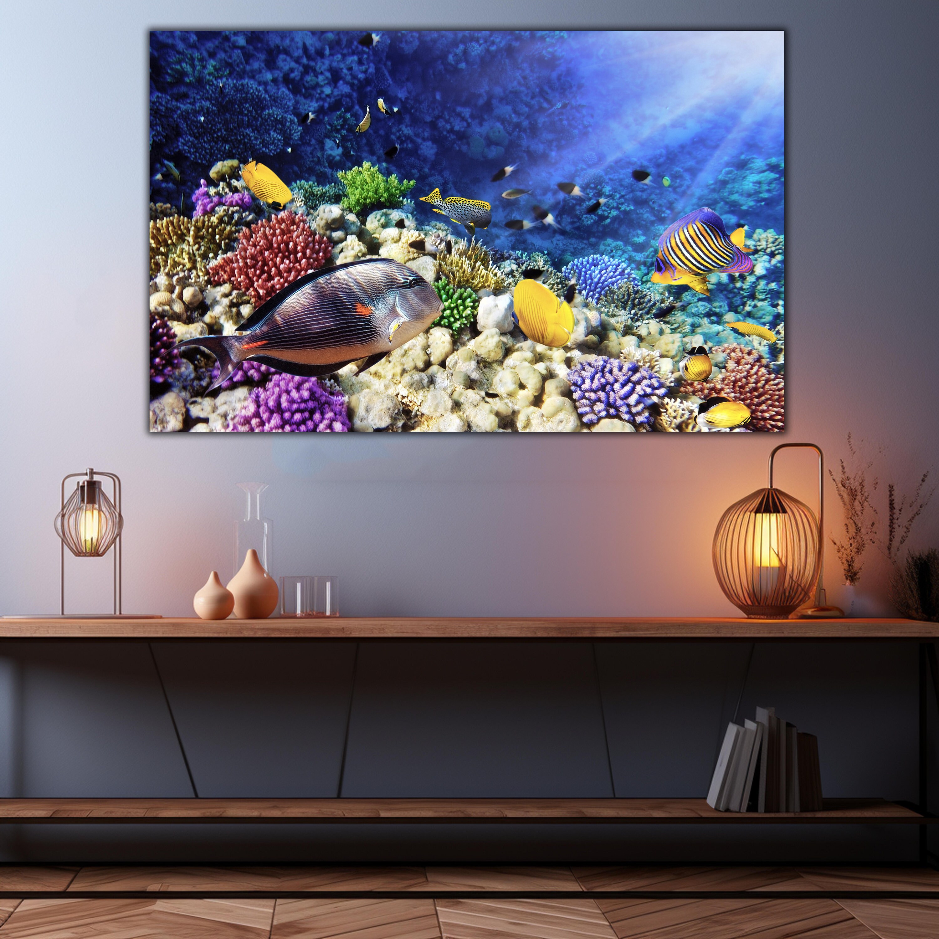 Sea Creatures Wall Art , Fish Wall Art , Sea Wall Decor , Tempered ...