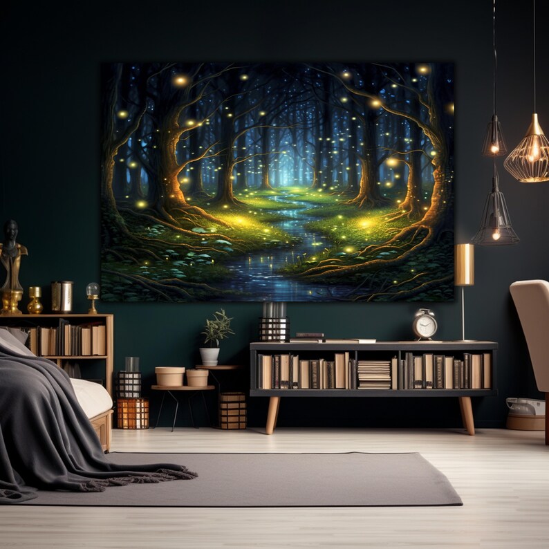 Electric Fireflies Forest Tempered Glass, Fantasy Forest Tempered Glass ...