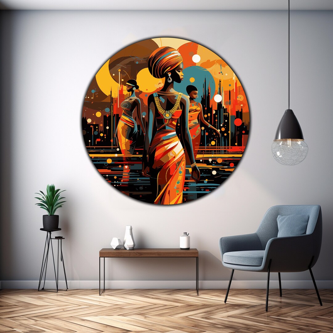 Ethnic African Tempered Glass Round Wall Art, African Woman Glass ...
