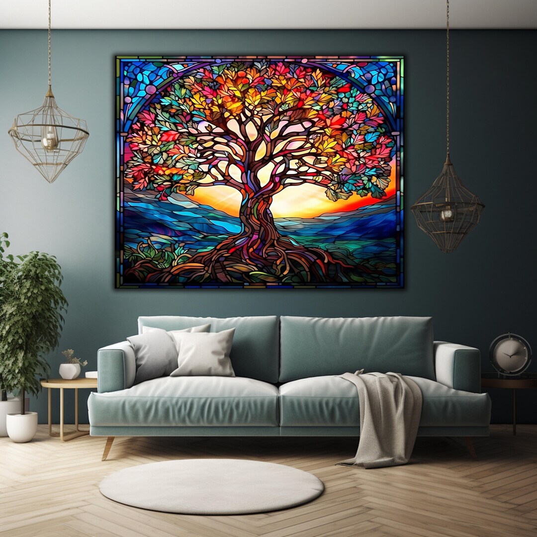 Life of Tree Stained Tempered Glass | Life of Tree Wall Decor | Glass ...