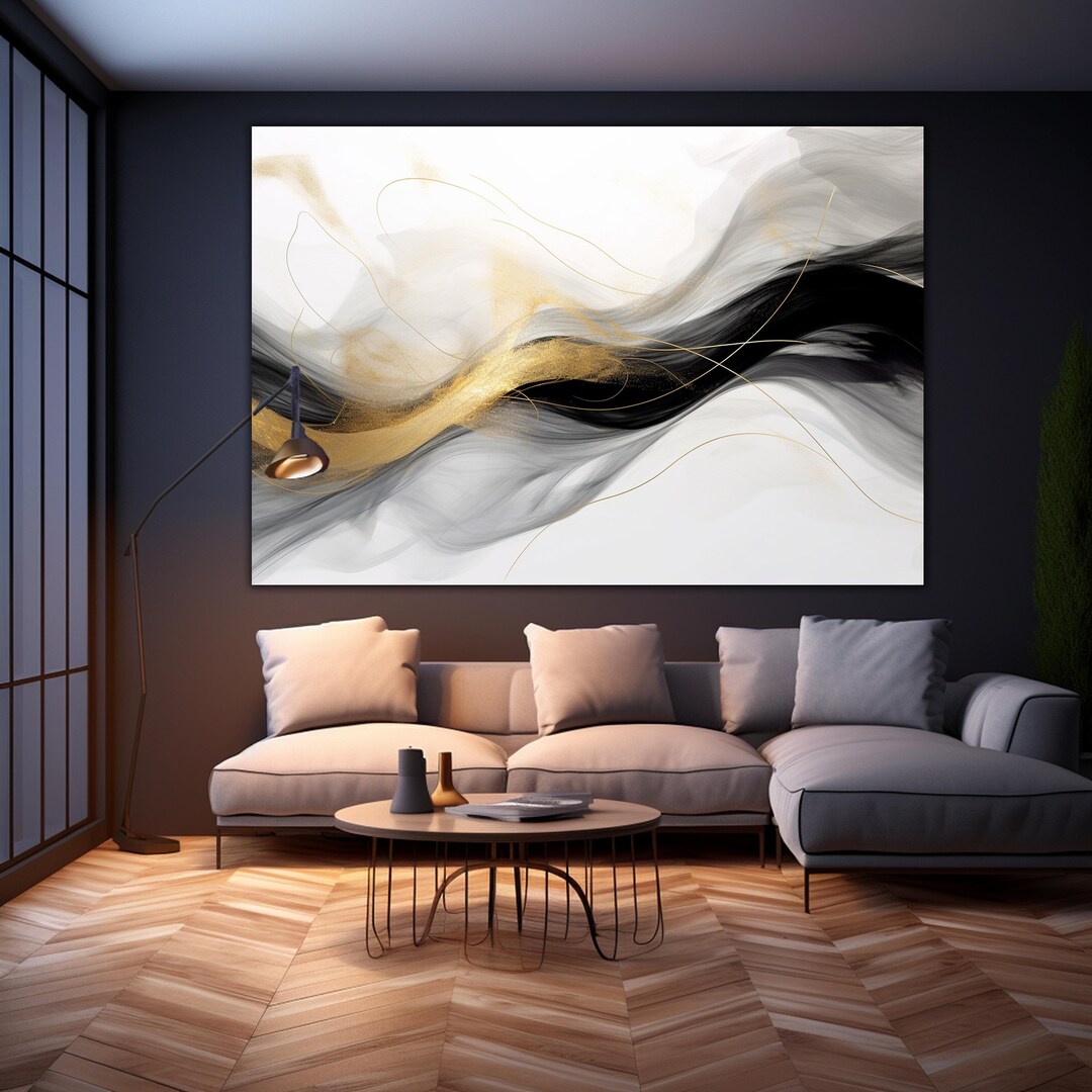 Modern Abstract Art Black and White Art Multi Panel Tempered Glass Room ...