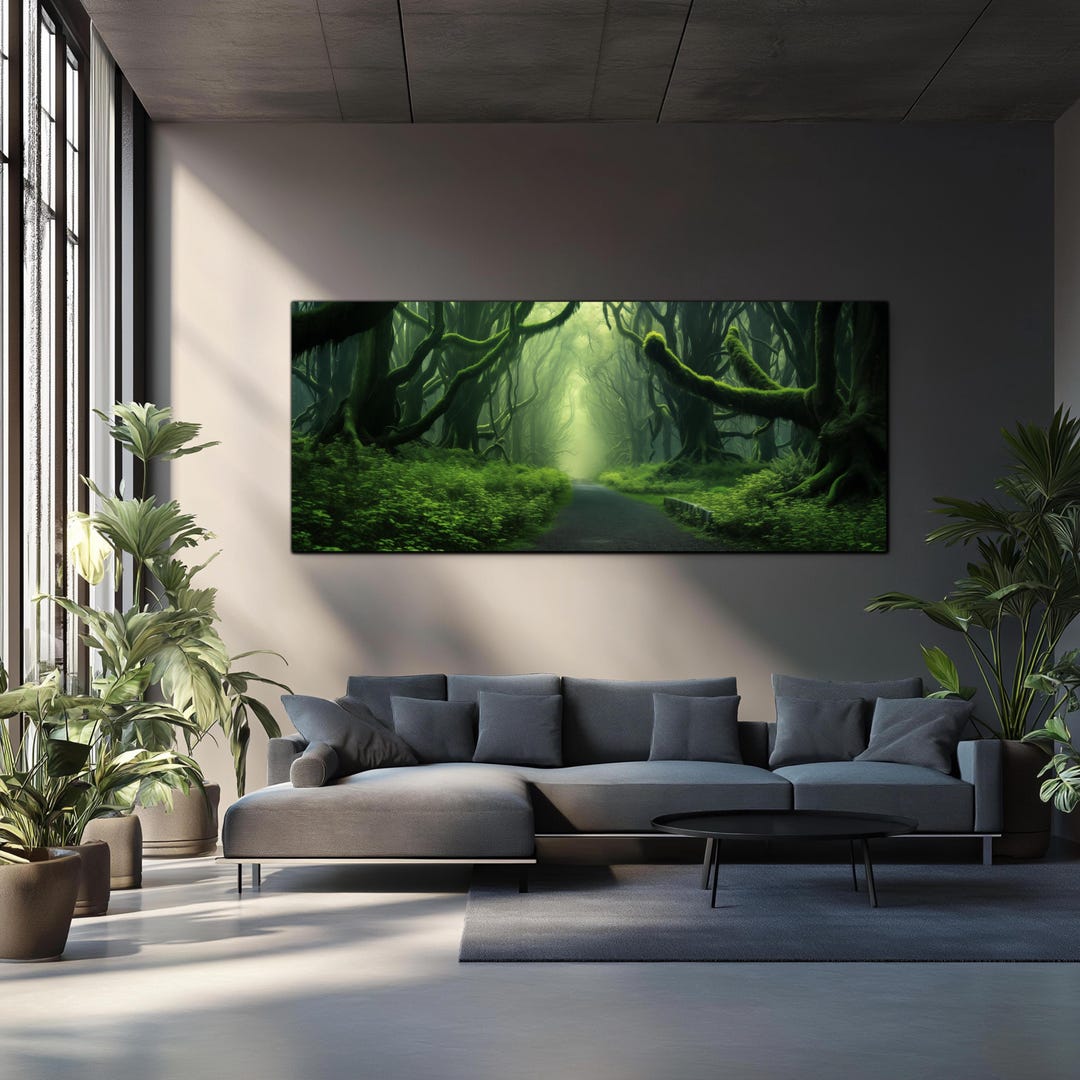 Nature Forest Wall Art, Tree Nature Wall Art, Panoramic Tempered Glass ...
