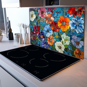 Tempered Glass Backsplash-flower Backsplash Tiles-stove Backsplash for ...