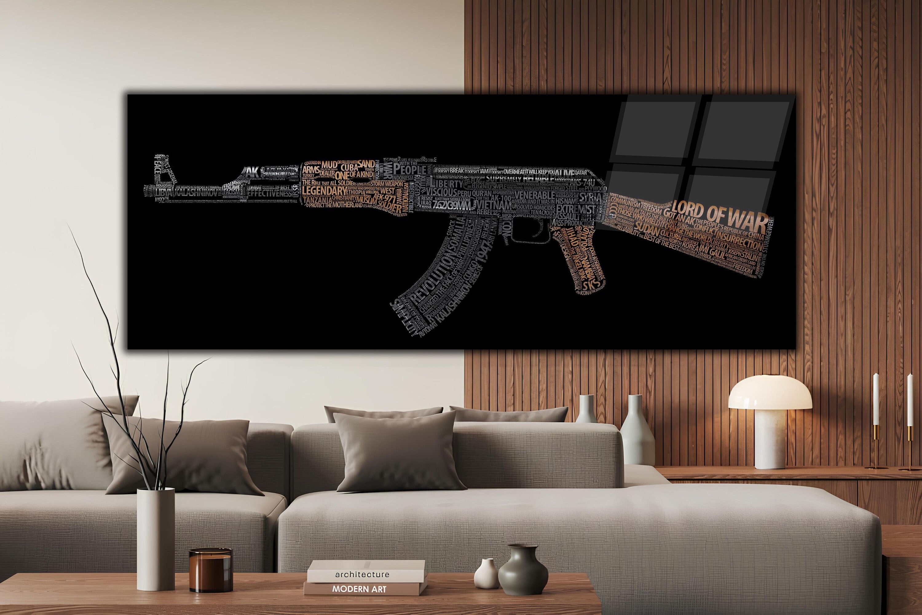 AK-47 Kalashnikov Panoramic Tempered Glass Wall Art,ak-47 Tempered ...