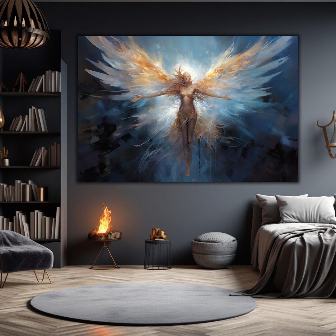 Abstract Angel Tempered Glass Wall Art-angel Wall Decor-angel Home ...