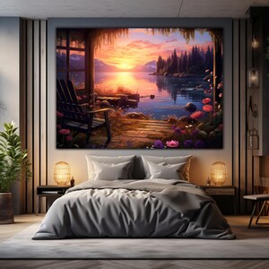 Sunset View Tempered Glass Wall Decor-glass Home Decor-glass Printing ...