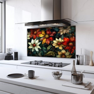 Tempered Glass Backsplash-flower Backsplash Tiles-stove Backsplash for ...