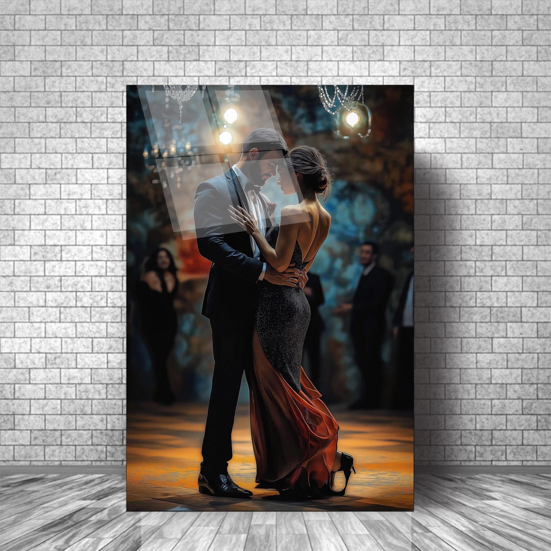 Tango Glass Wall Art, Couple Dancing Tempered Glass Decor, Living Room ...